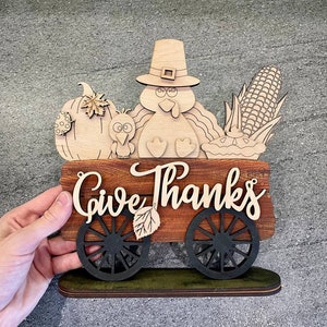 Standing Thanksgiving Sign SVG for Laser Cutting: Farmhouse Home Decor ...