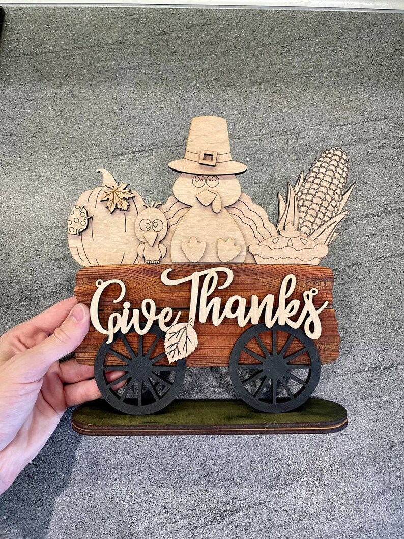 Standing Thanksgiving Sign SVG for Laser Cutting: Farmhouse Home Decor ...