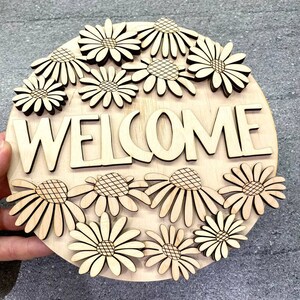 Welcome Daisy Door Hanger Sign File SVG, Daisy Laser Decor, Summer ...