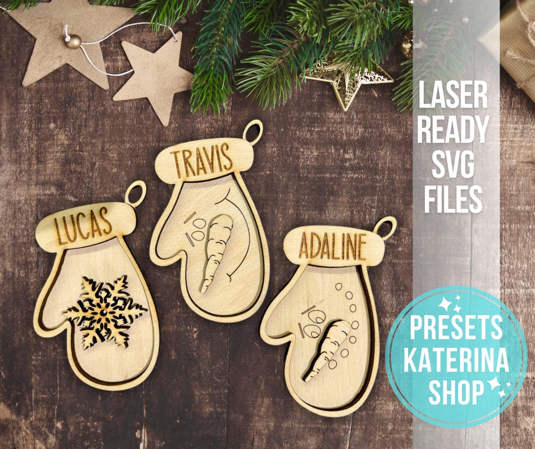 Mitten Ornament Svg,christmas Gift Tag Laser Cut Files,christmas ...