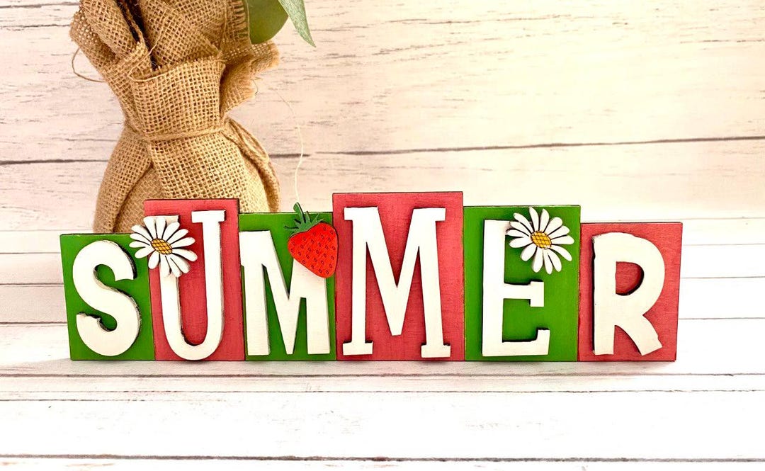 Summer Word Block Svg,glowforge,mantel Decor Svg,summer Decor Svg,word ...