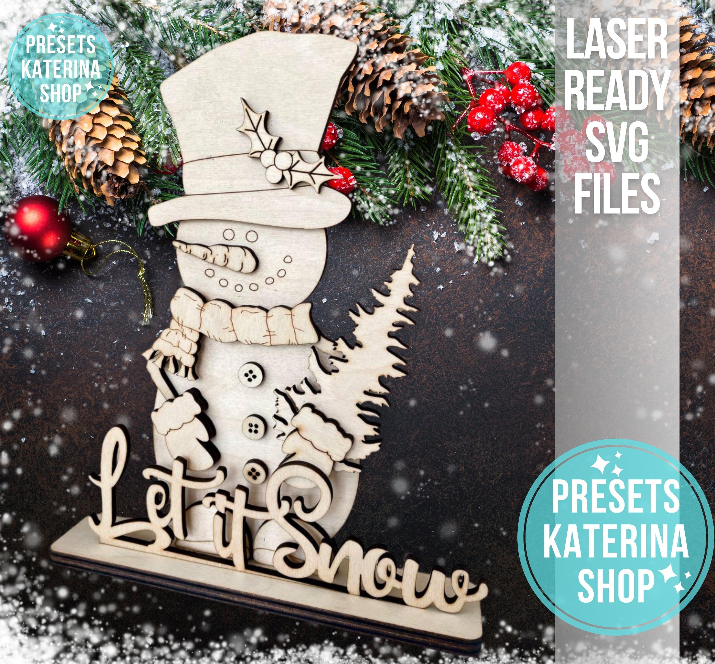 Snowman Laser Cut File,winter Snowman Snowflake Laser File, Glowforge ...