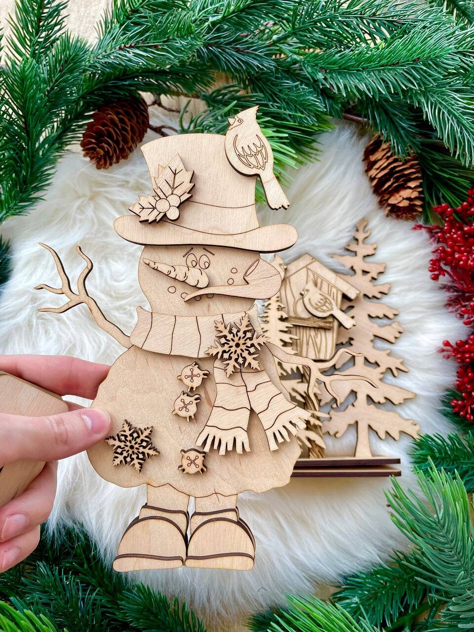 Snowman Laser Cut File,winter Snowman Snowflake Laser File, Glowforge ...