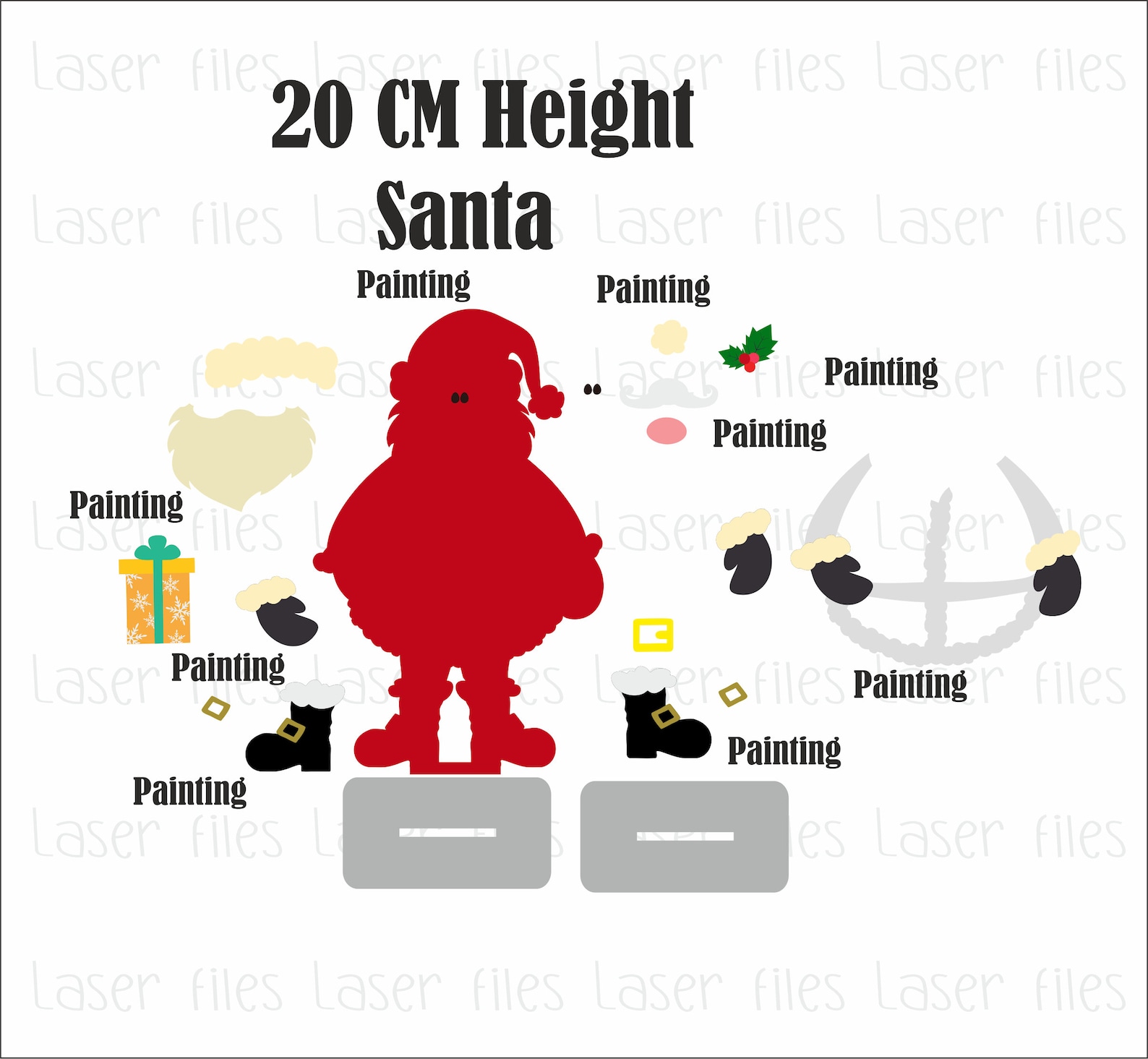 Standing Mini Santa SVG File - Laser Cutting for Christmas Shelf Decor ...