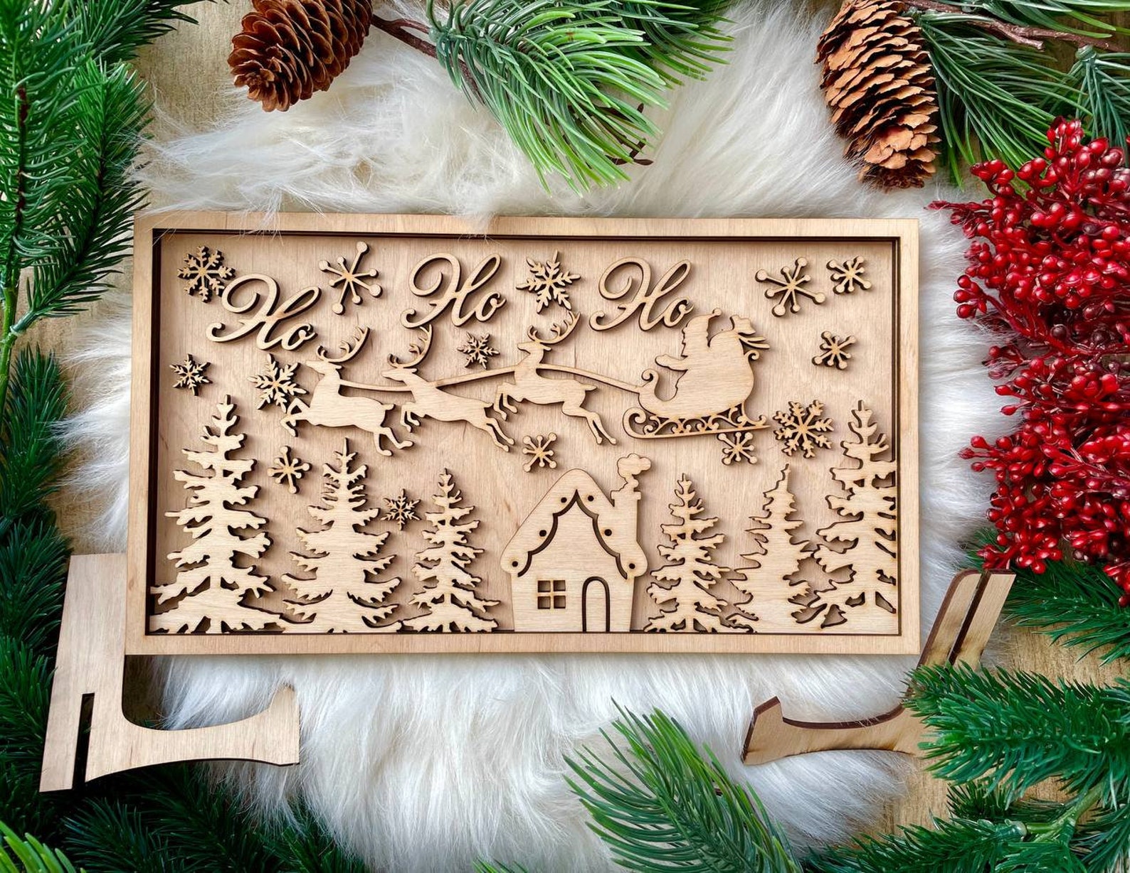 Santa Laser Cutting File, Christmas Laser File, Glowforge Laser Design ...