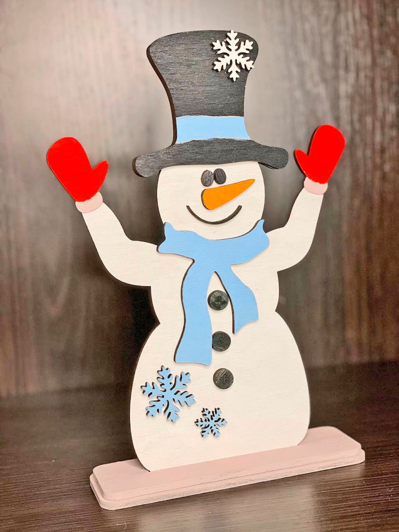 Standing Snowmen SVG snowman Laser Cut File Let It - Etsy