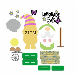 Lemonade Gnome SVG File, ,gnome,gnome Shelf Sitter ,lemon SVG ,laser Cut File ,standing Lemonade ...