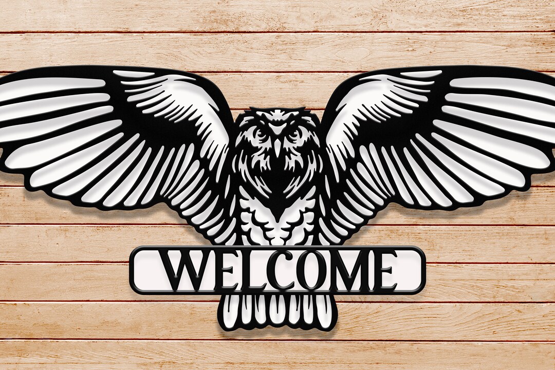 Multi-layered Entrance Sign With Owl for the Door Laser Cut File - Etsy