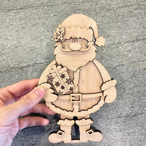 Standing Mini Santa SVG File - Laser Cutting for Christmas Shelf Decor ...