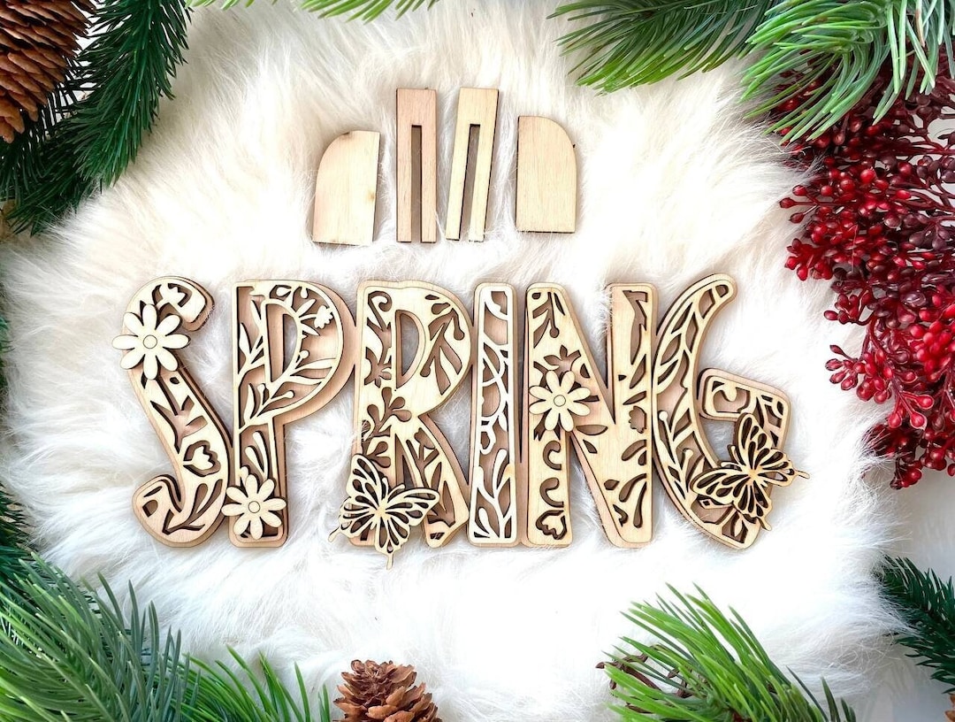Spring Word Block SVG , Word Block SVG , Glowforge , Mantle Decor Svg ...