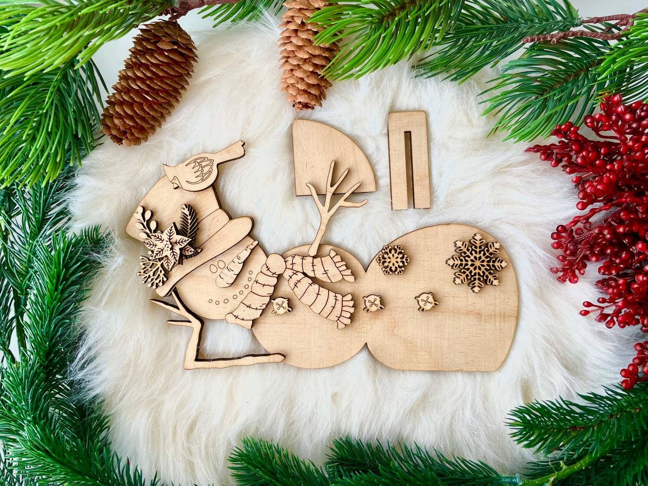 Snowman Laser Cut File,winter Snowman Snowflake Laser File, Glowforge ...