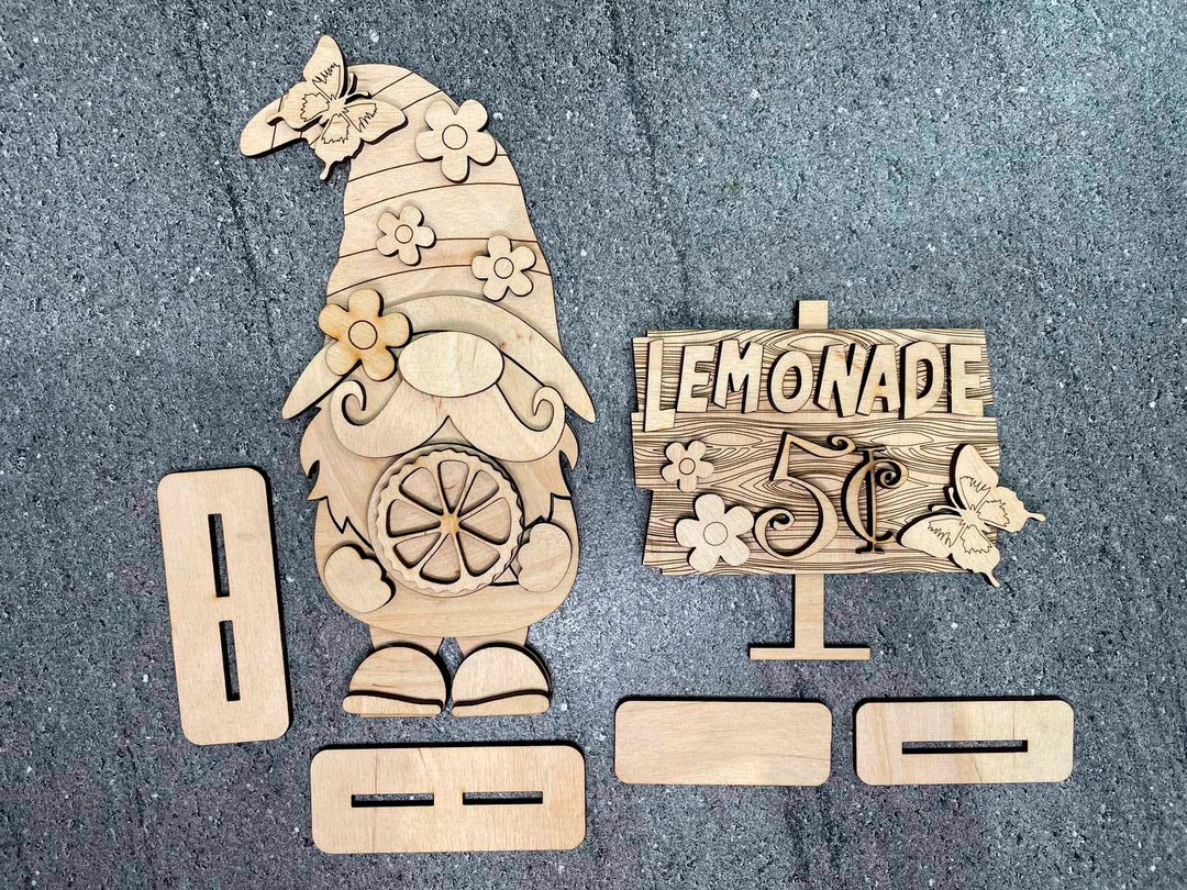 Lemonade Gnome SVG File, ,gnome,gnome Shelf Sitter ,lemon SVG ,laser Cut File ,standing Lemonade ...