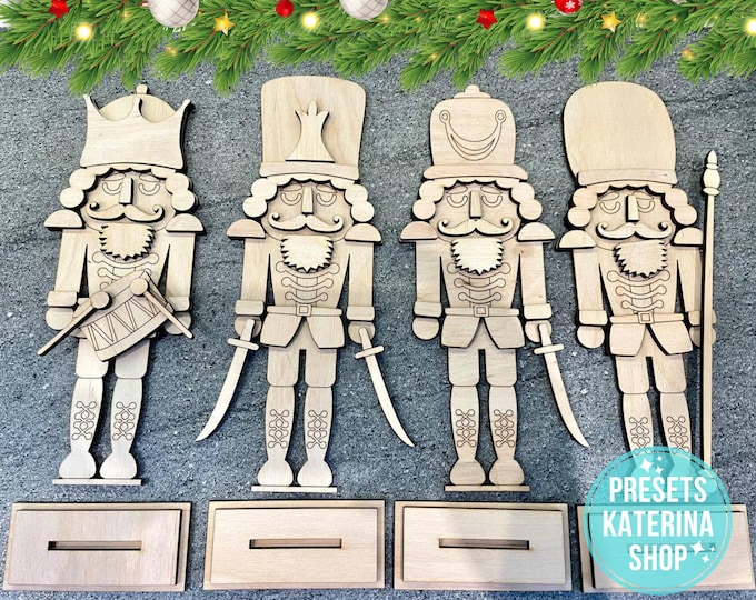 Winter Nutcracker Standing File SVG, Glowforge, Snowman Tiered Tray ...