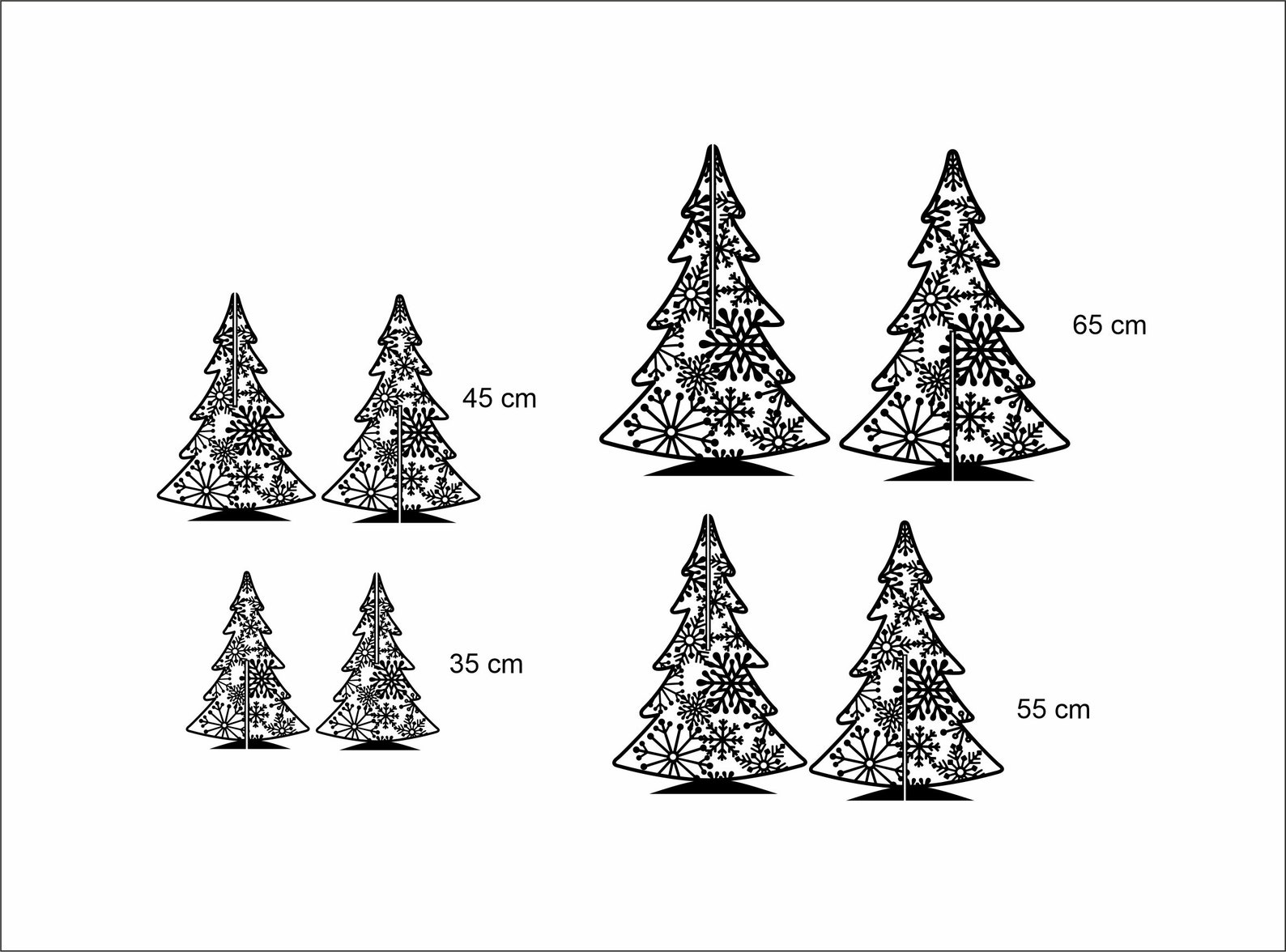 3D Snowflake Big Standing Trees Set of 4 SVG Files Glowforge - Etsy