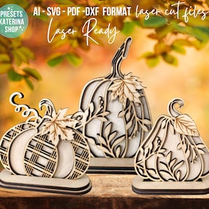 Fall Pumpkin Laser File, Pumpkin Shelf Sitter SVG, Farmhouse Pumpkin ...