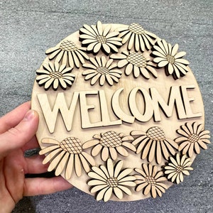 Welcome Daisy Door Hanger Sign File SVG, Daisy Laser Decor, Summer ...