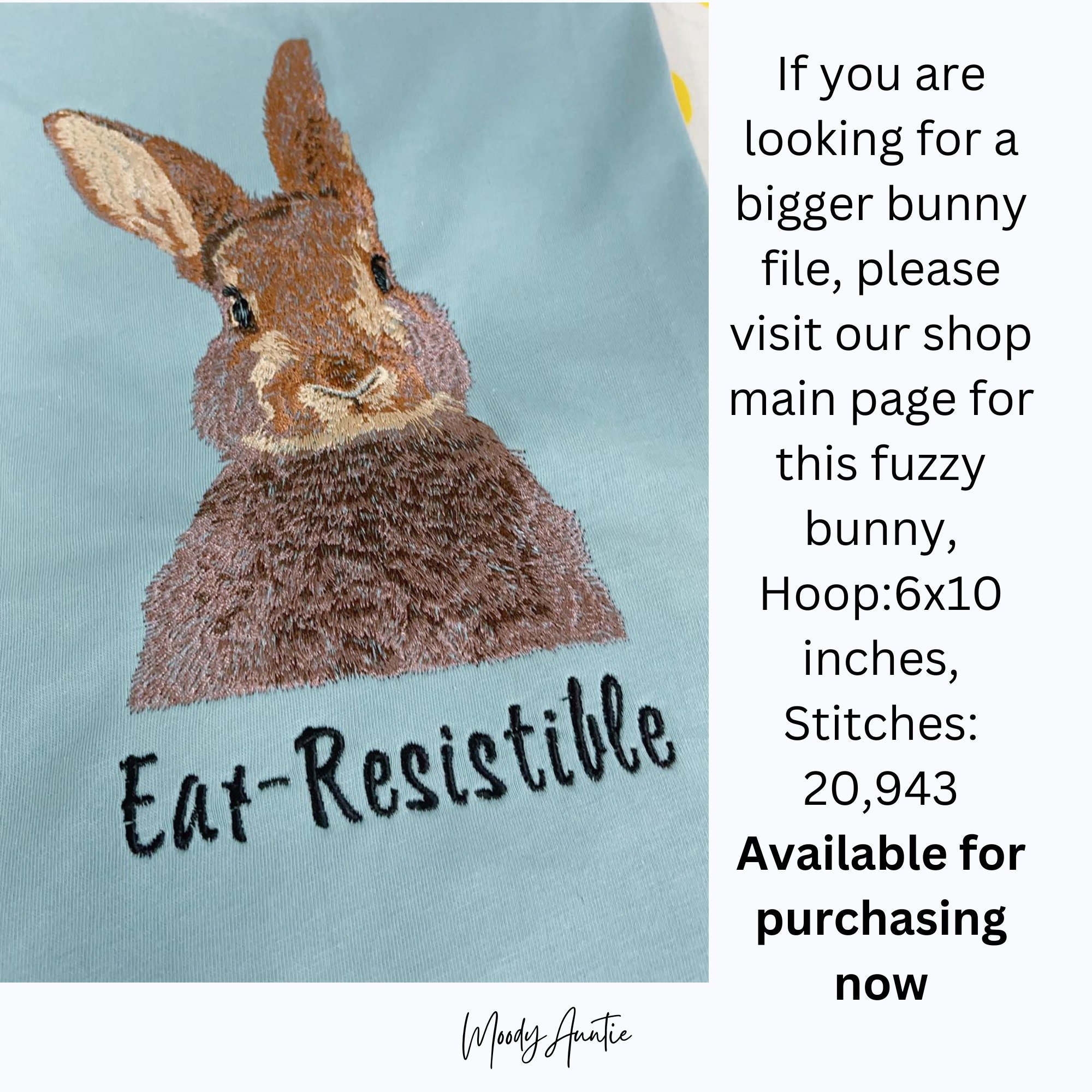 Bunny Rabbit Embroidery Design, Cute Furry Bunny Embroider Pattern ...