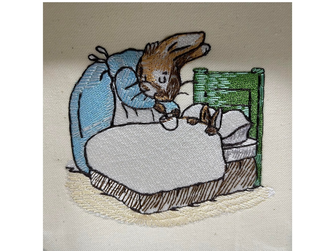 Peter Rabbit in Bed Machine Embroidery Design, Peter Bunny in Bed With ...