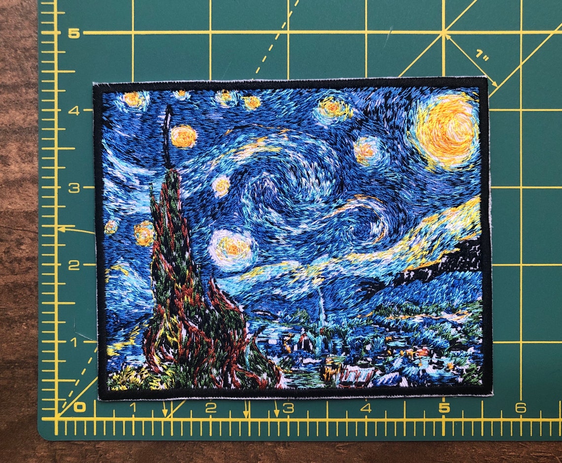 Starry Night Machine Embroidery Design Van Gogh Starry Night - Etsy