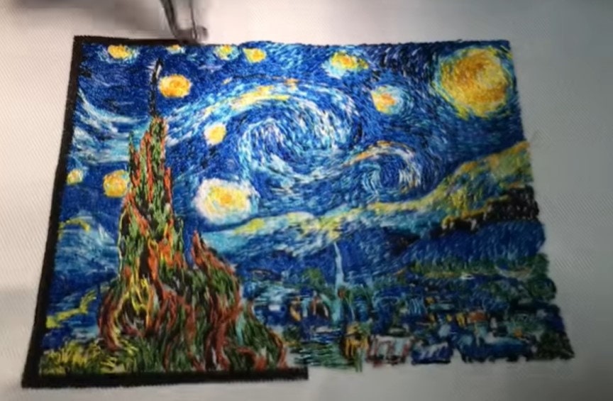 Starry Night Machine Embroidery Design Van Gogh Starry Night - Etsy