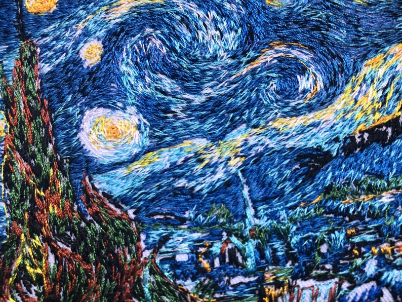 Starry Night Machine Embroidery Design: Van Gogh Inspired (digital ...