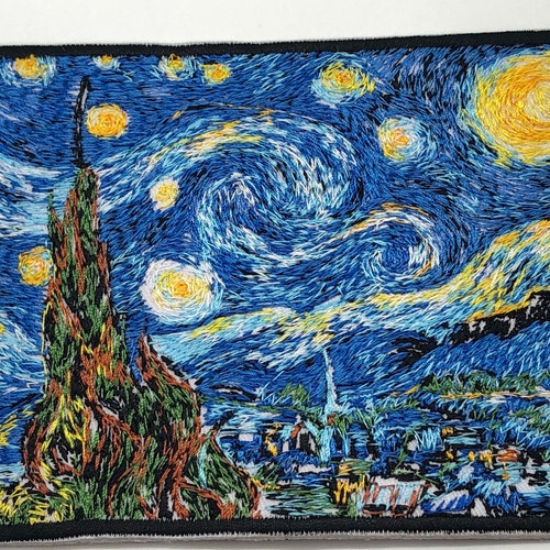 Starry Night Machine Embroidery Design Van Gogh Starry Night - Etsy