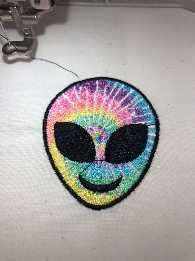 Alien Tie Dye Head Embroidery Design Mini Rainbow Alien - Etsy