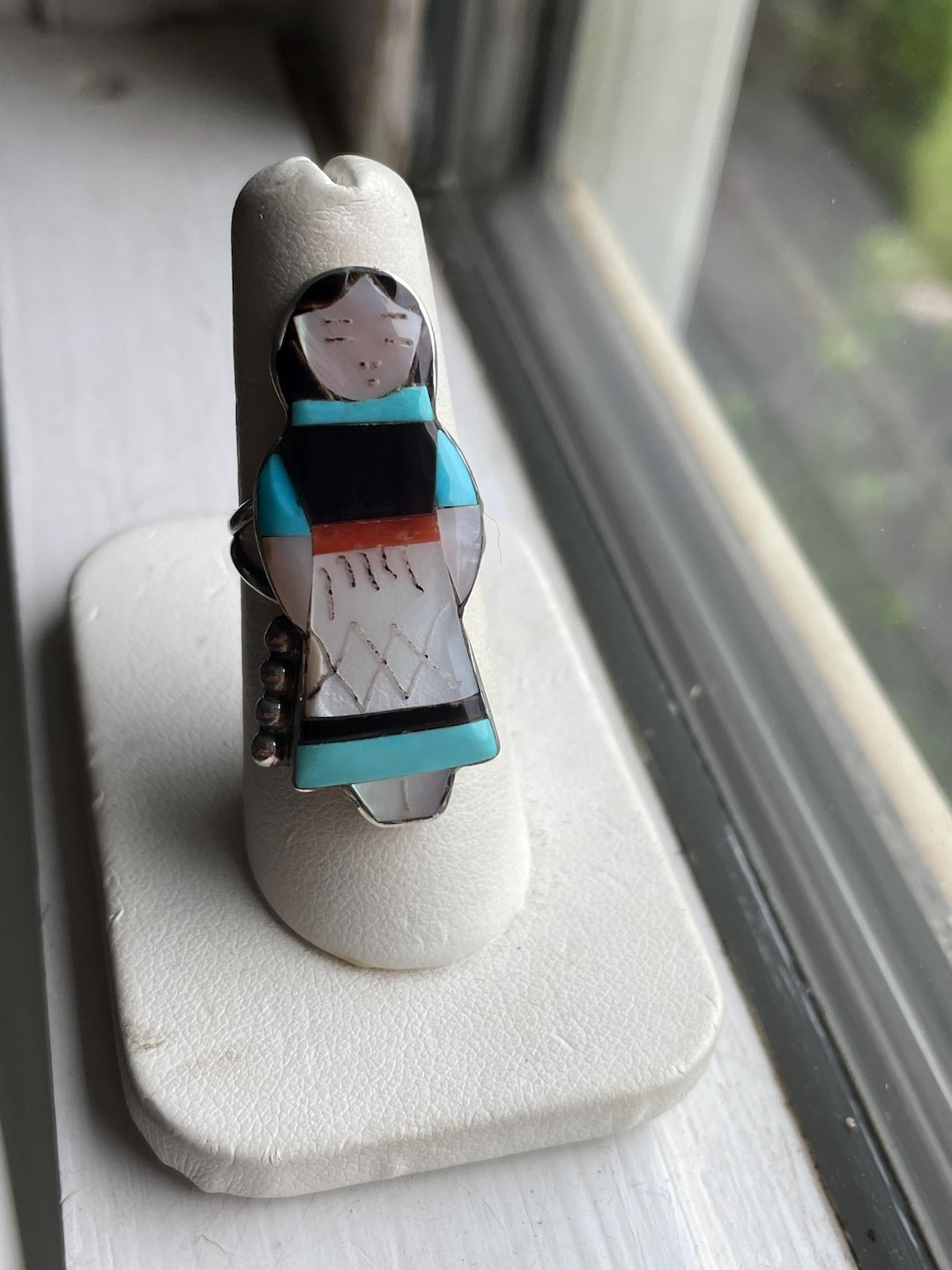 Theresa Waseta Sterling Silver Inlaid Corn Maiden Ring Size 6 - Etsy
