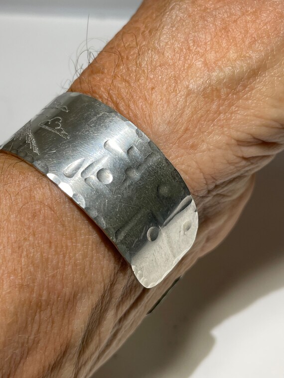 Sterling Silver Hand Made Mountain Scene Cuff Bracelet - Gem