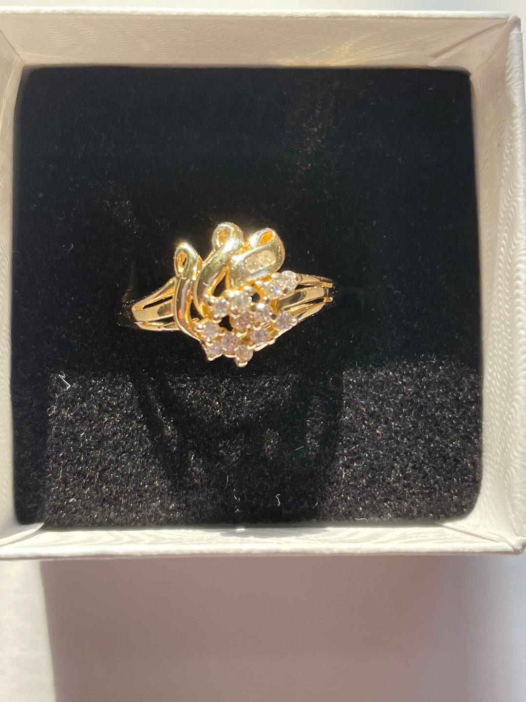 14 Kt Yellow Gold Diamond Freeform Ring Size 8 - Etsy