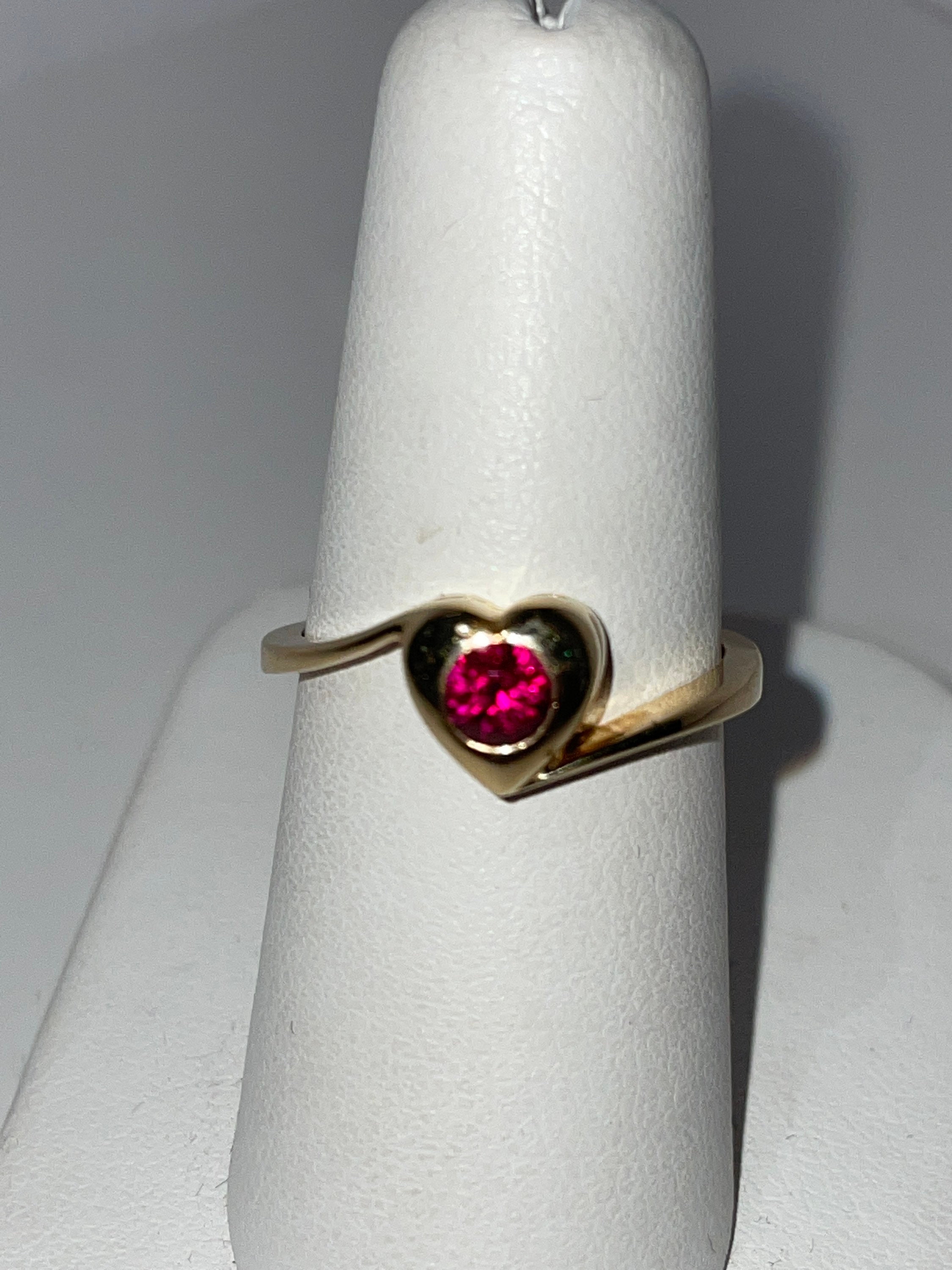 Vintage 14 Kt Gold Ruby Heart Ring Size 6.5 - Etsy
