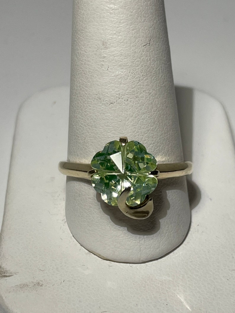 4 Leaf Clover Heart Shape Light Green Spinel Flower Ring Size - Etsy