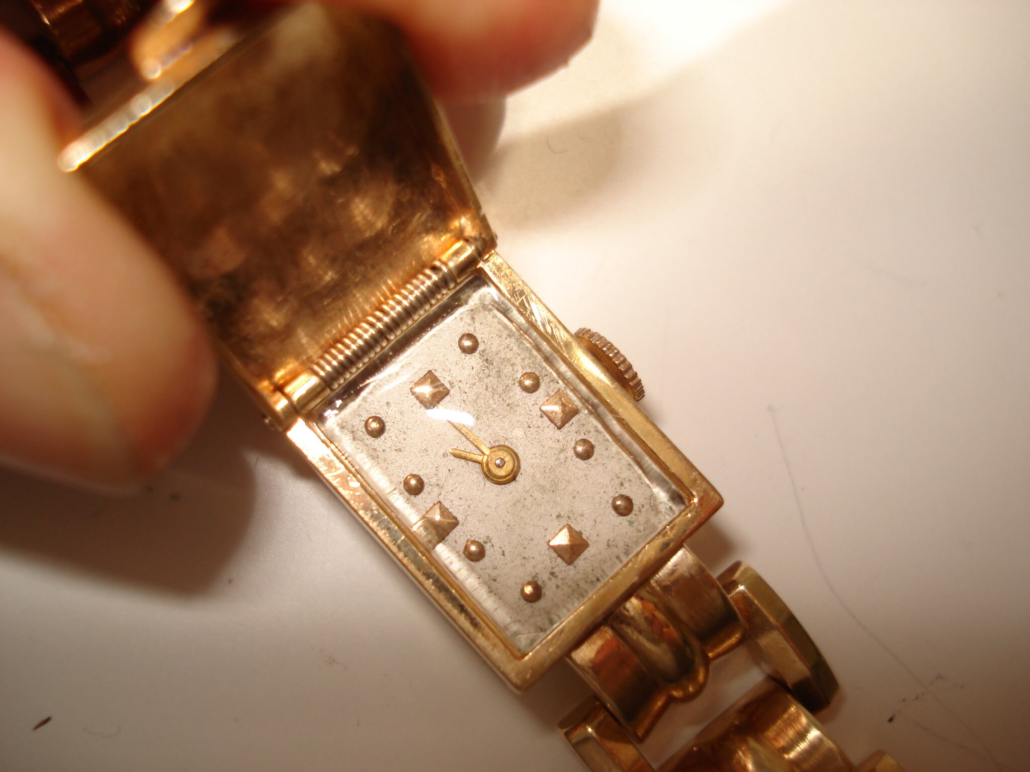 14kt Gold Flip Top Hidden Watch Bracelet Vintage Mechanical - Etsy