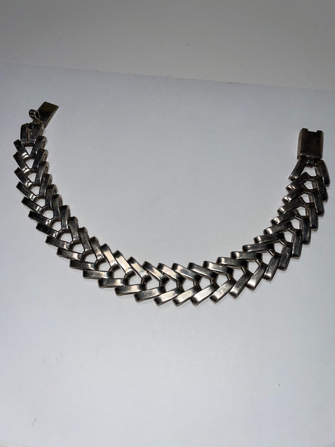 Sterling Silver Hinged Chevron Link 8" Bracelet - Etsy