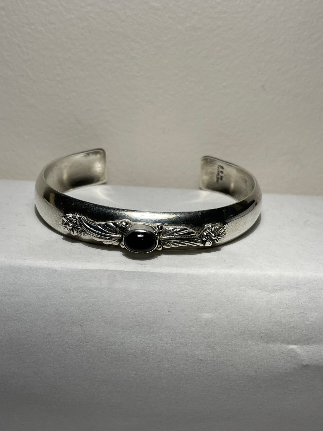 Carol Felley Sterling Silver Black Onyx Cuff Bracelet 1988 - Etsy