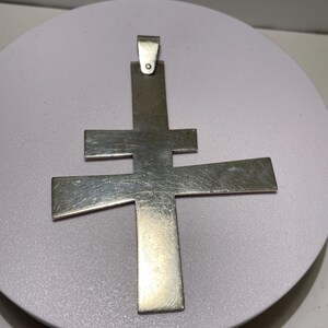 Millicent Rogers Vintage Huge 4" Sterling Silver Patriarchal Double ...