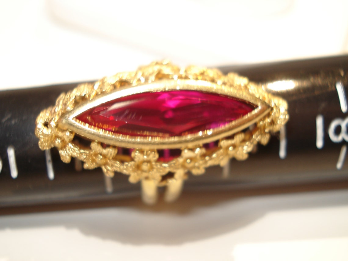 Italian 18 kt Gold Antique Ruby Ring by Corelli Fancy Flower | Etsy