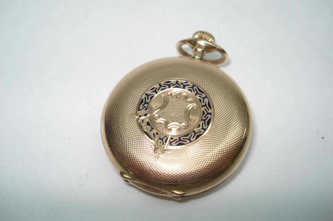 1890's Billodes 14kt Gold Enameled Hunter Case Pocket Watch - Etsy