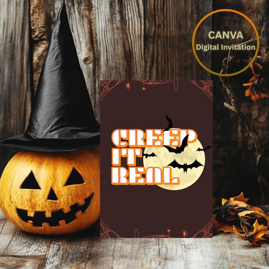 Spooky Halloween Card Template, Printable Canva Design (digital ...