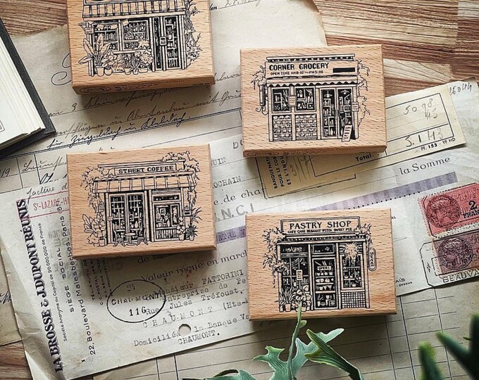 Lady F - Retro Store Street Stamp Set | Rubber Stamp | 1 Free Stamp ...