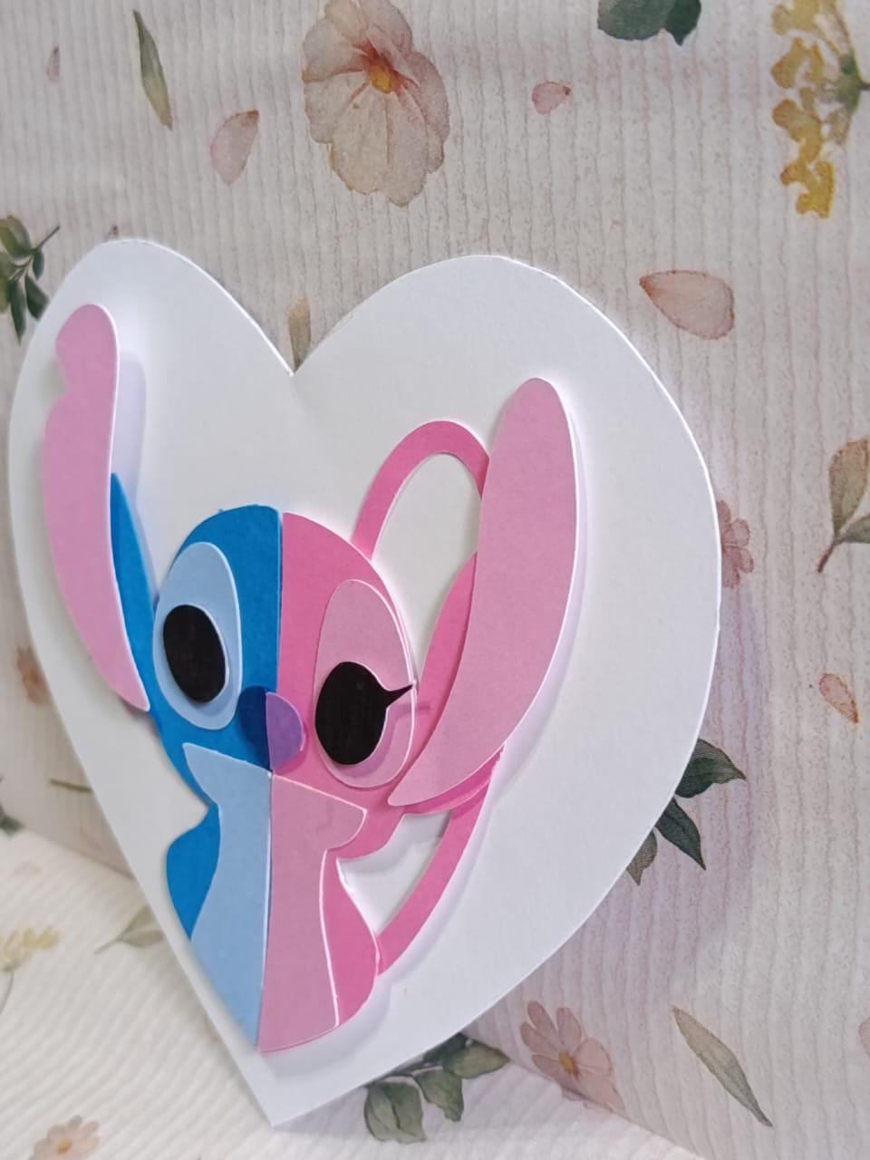 Stitch Angel Heart Shadow Box SVG | Layered Papercut Template (digital ...