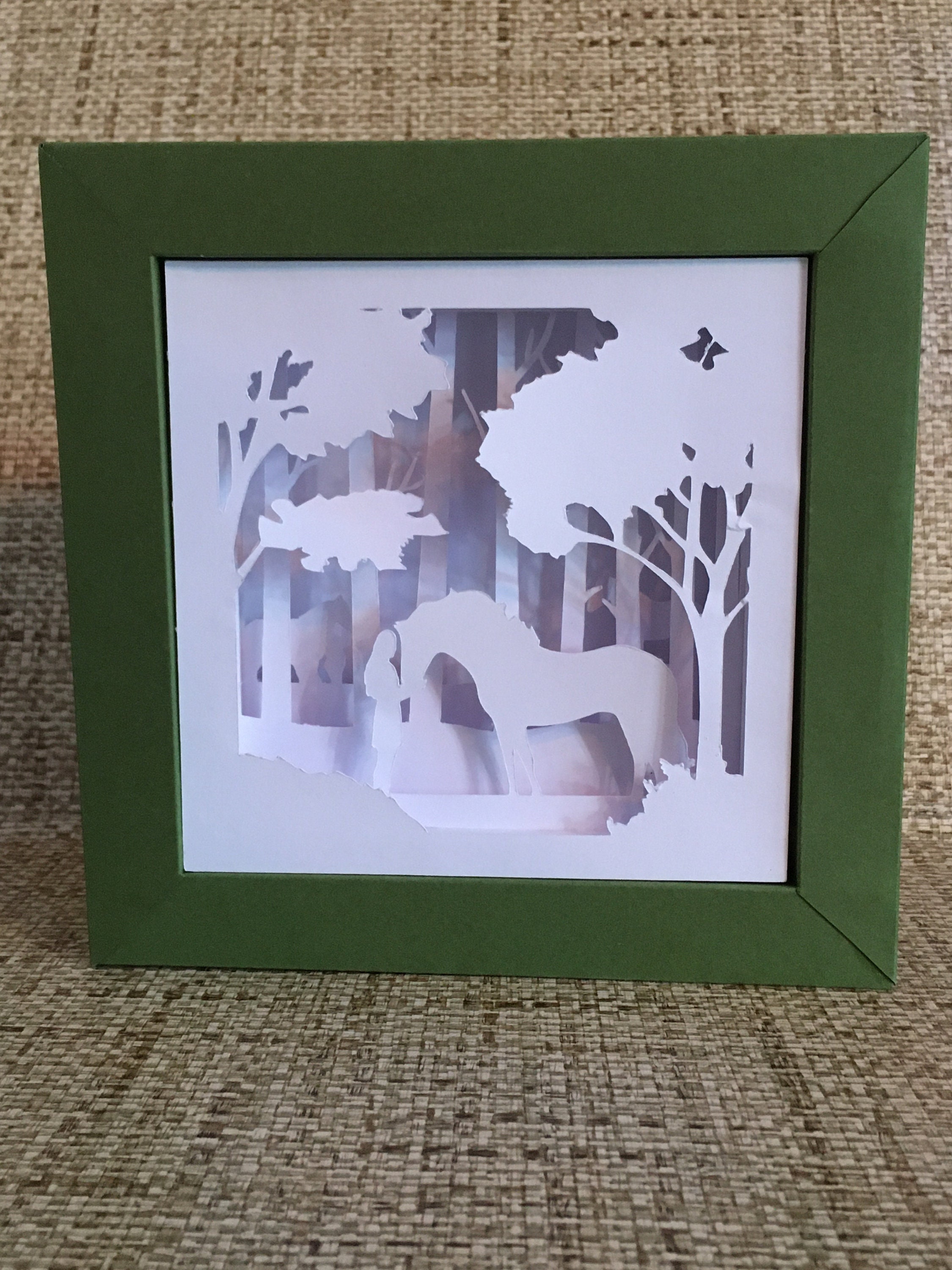 Girl and Horse Forest Lightbox Digital Template Papercutting 3d ...