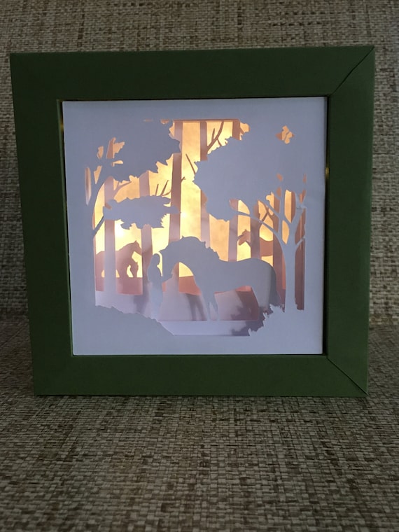 Girl and Horse Forest Lightbox Digital Template Papercutting - Etsy