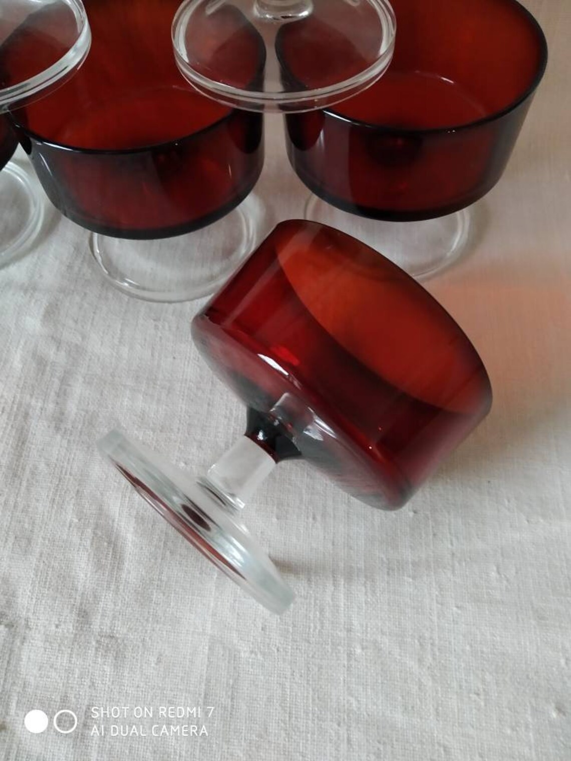 Retro French Ruby Red Sundae Glasses Candle Holders. - Etsy UK