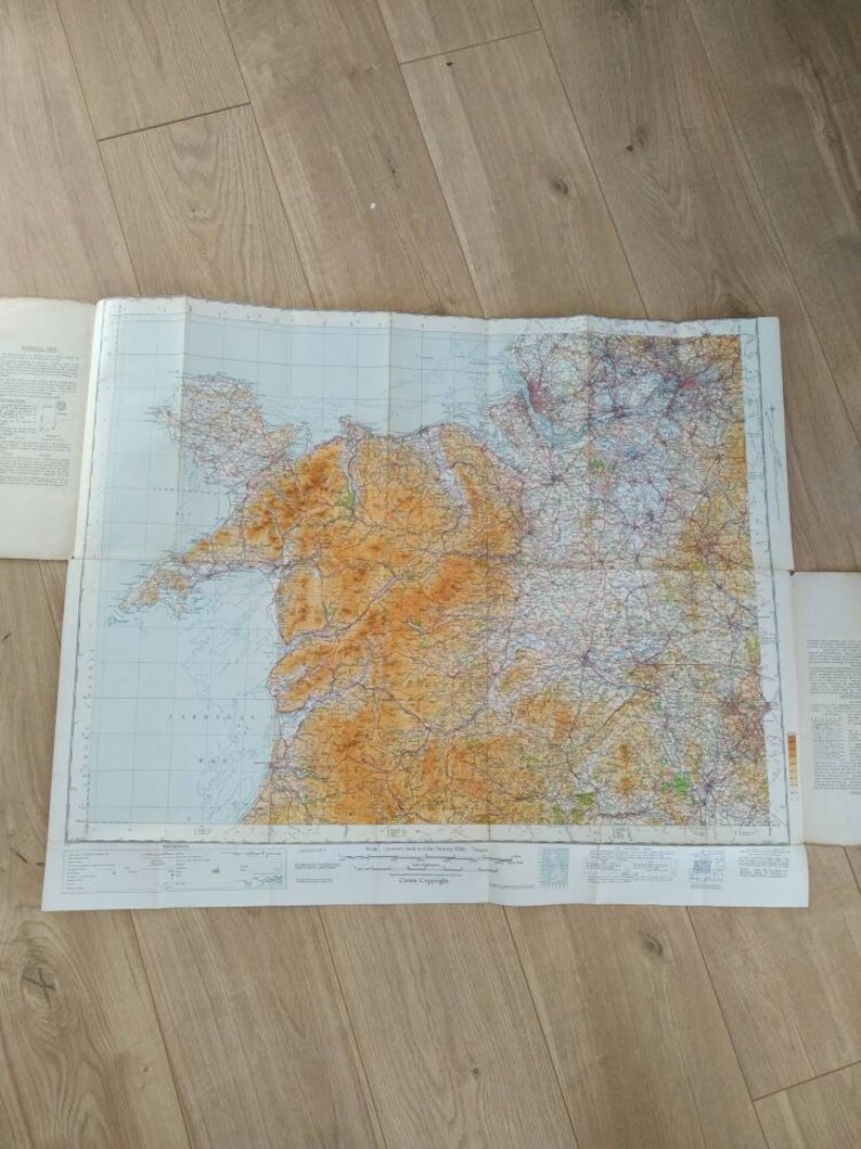 Vintage Ordnance Survey Map of North Wales and Manchester Area, Quarter ...