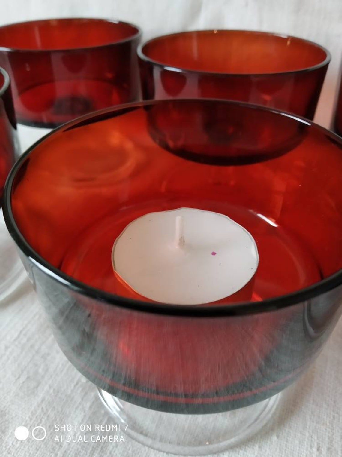 Retro French Ruby Red Sundae Glasses Candle Holders. - Etsy UK