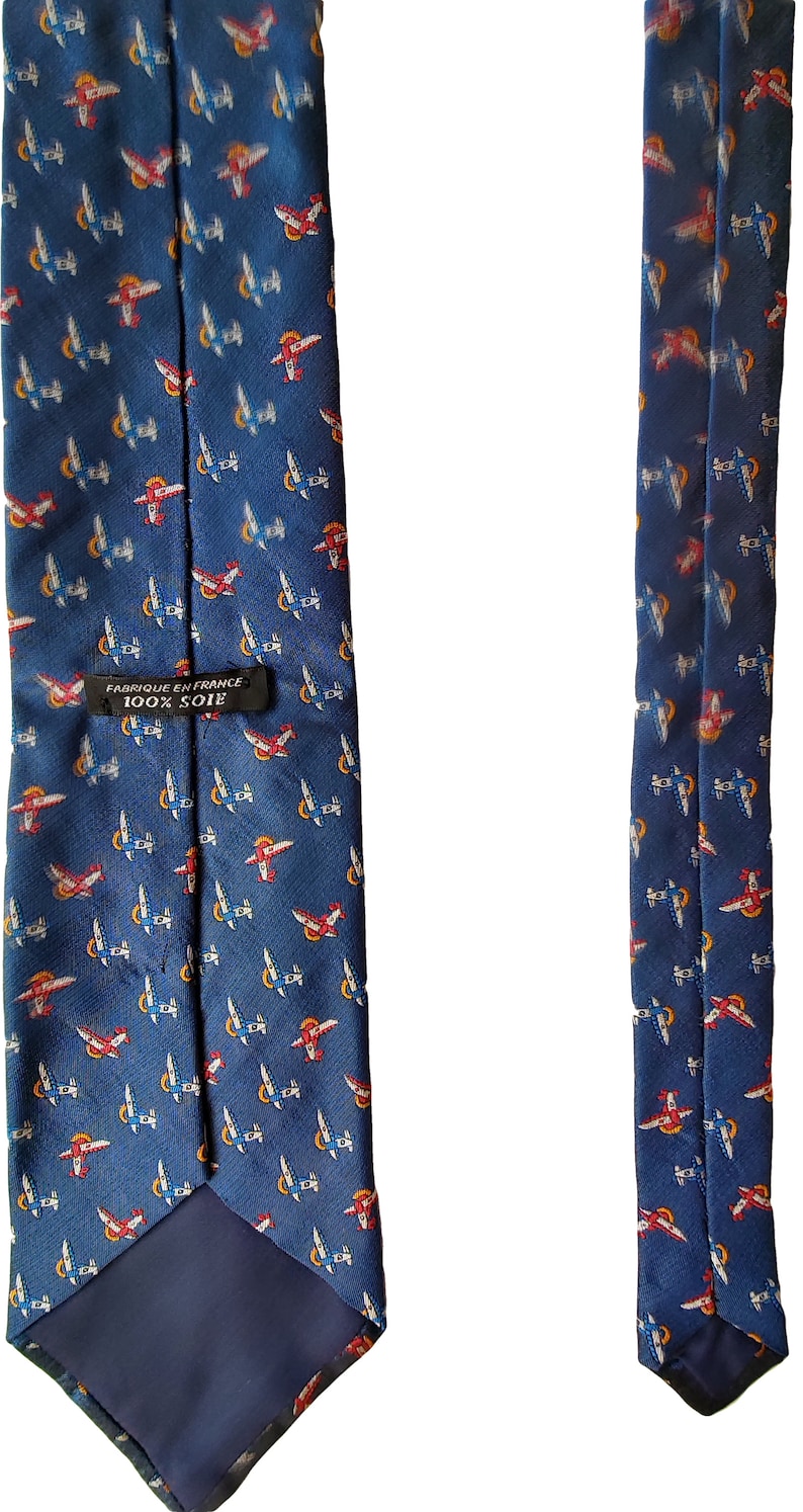 Plane Aviation Pilot Flying Propeller Aircraft Themed Tie in Blue 100% ...