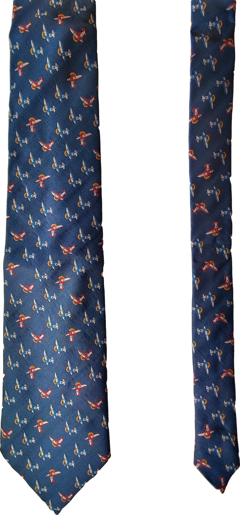 Plane Aviation Pilot Flying Propeller Aircraft Themed Tie in Blue 100% ...