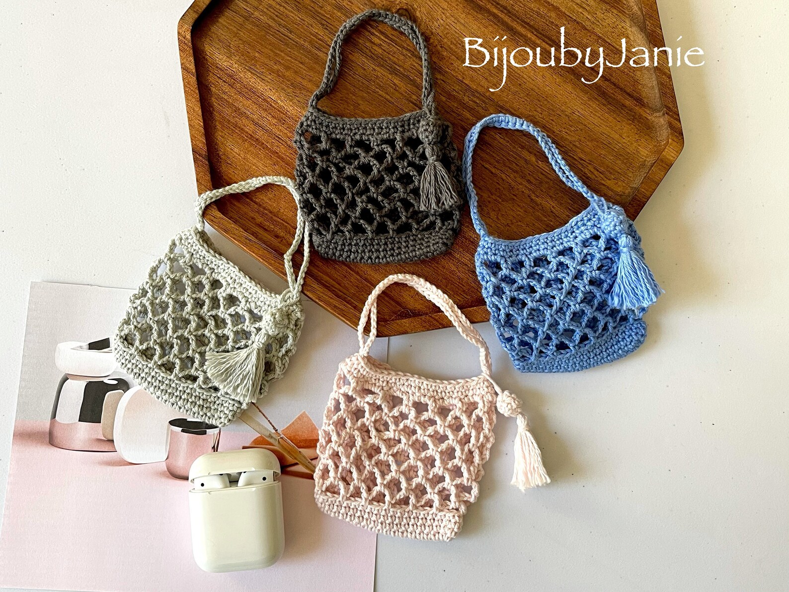 Mini Net Bag Airpods Pouch Crochet Pouch Doll Bag Gift - Etsy