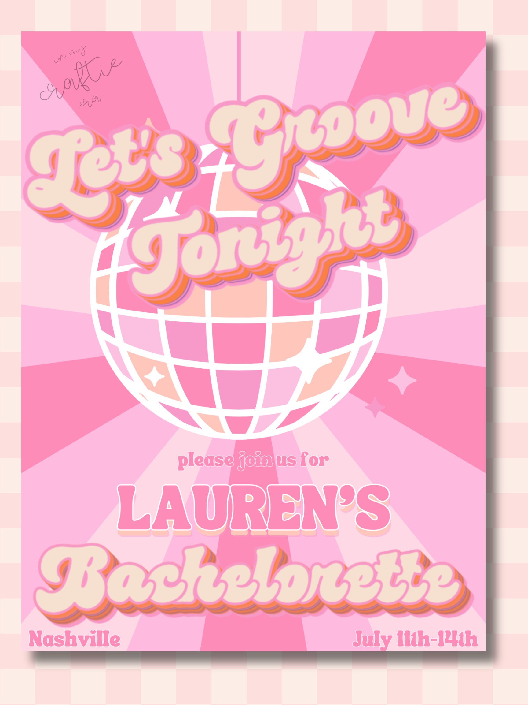 Retro Groovy Disco Bachelorette Party Invitation and Itinerary ...